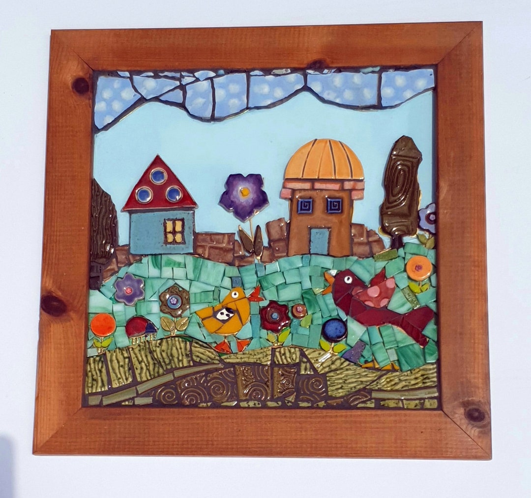 A Stroll to the Countryside. A Colorful Mosaic Picture From Stained ...