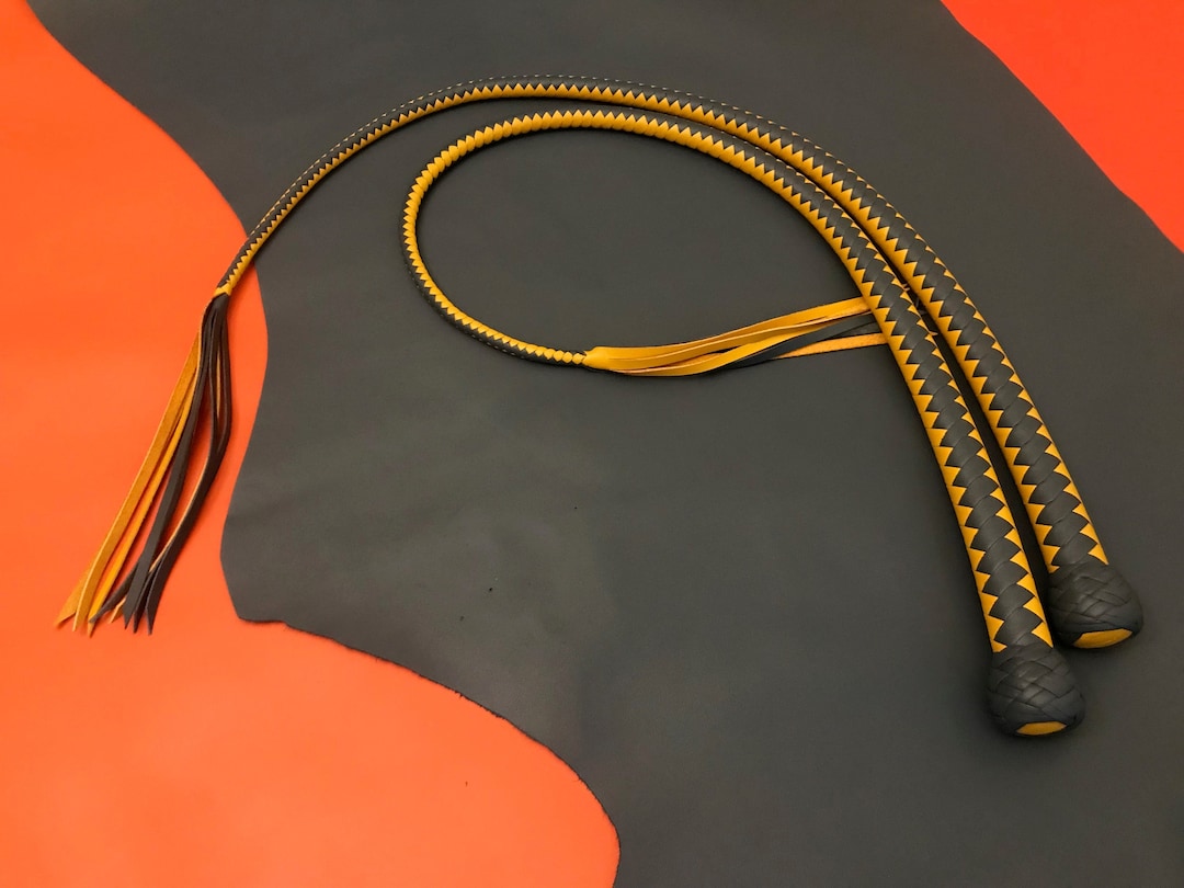 8 Plaits Genuine Leather Braided Snake Whip Bullwhip Kinky Whipping ...