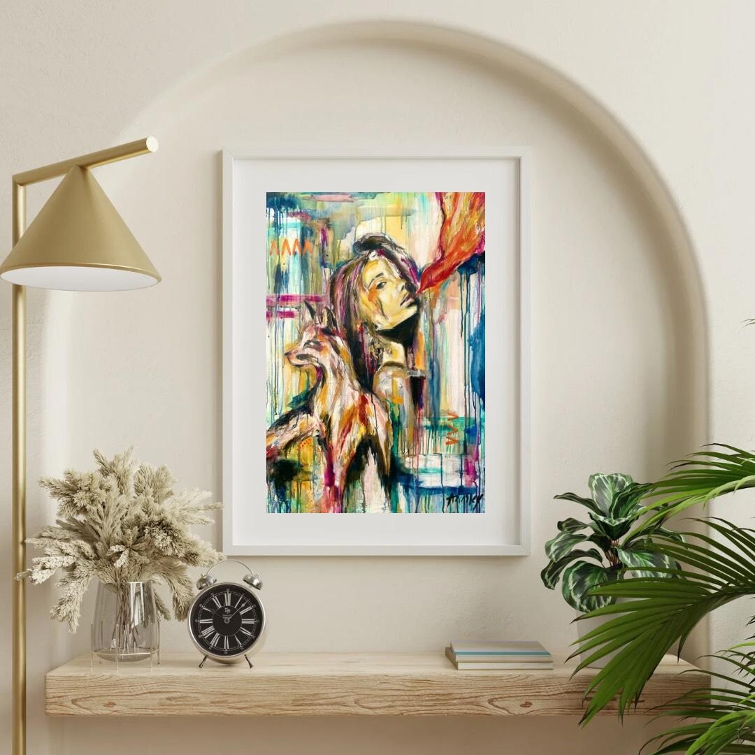 Woman and Fox Print | Original Art | Wall Decor - Etsy