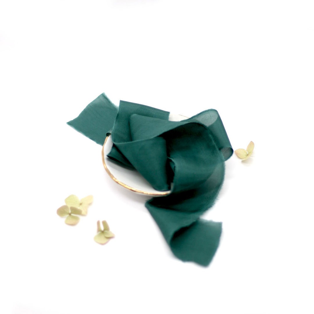 Hand Dyed Silk Ribbon, EMERALD | Green - Etsy