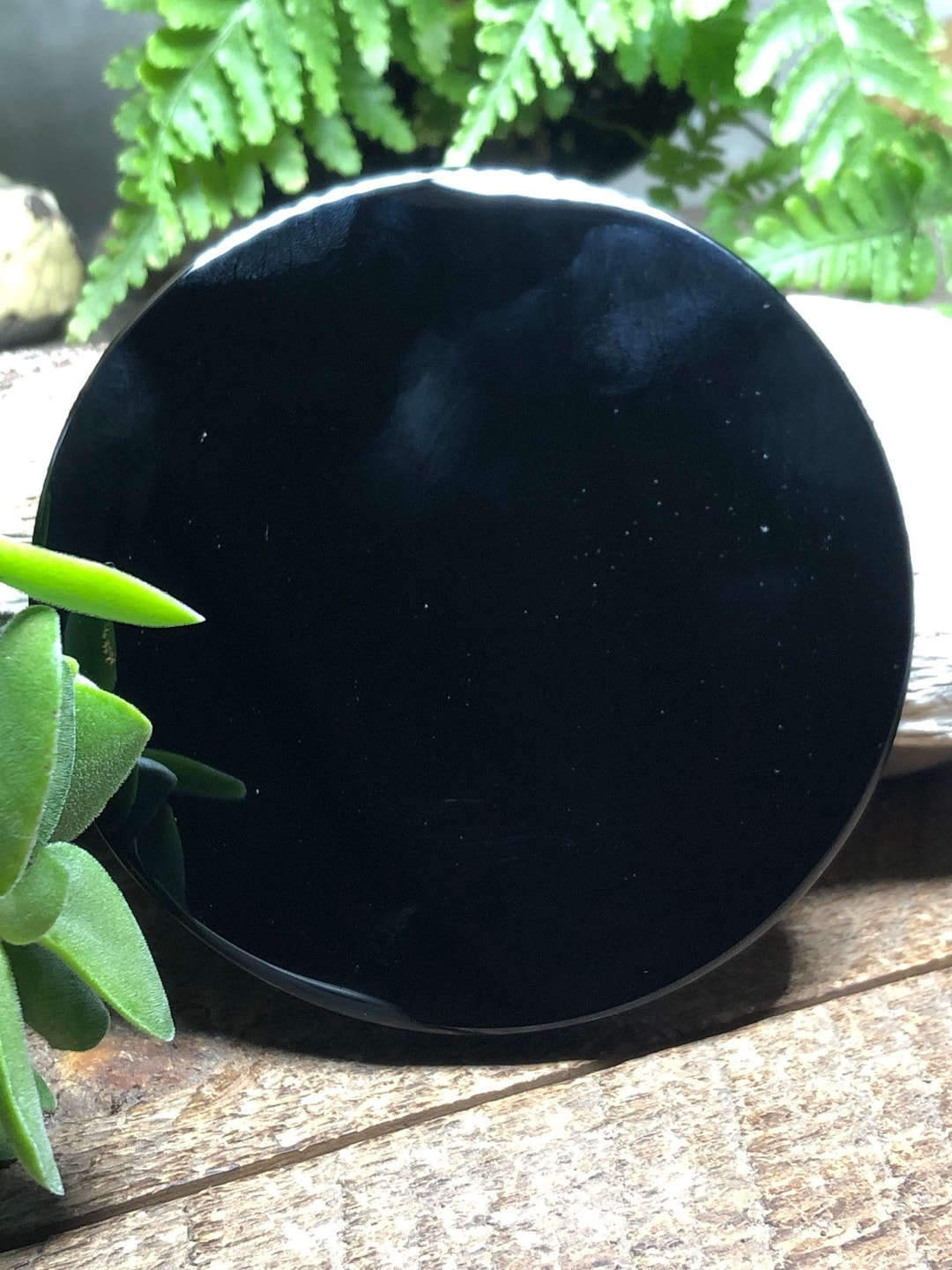 Powerful Black Obsidian Disc / Polished Obsidian Scrying Mirror From ...