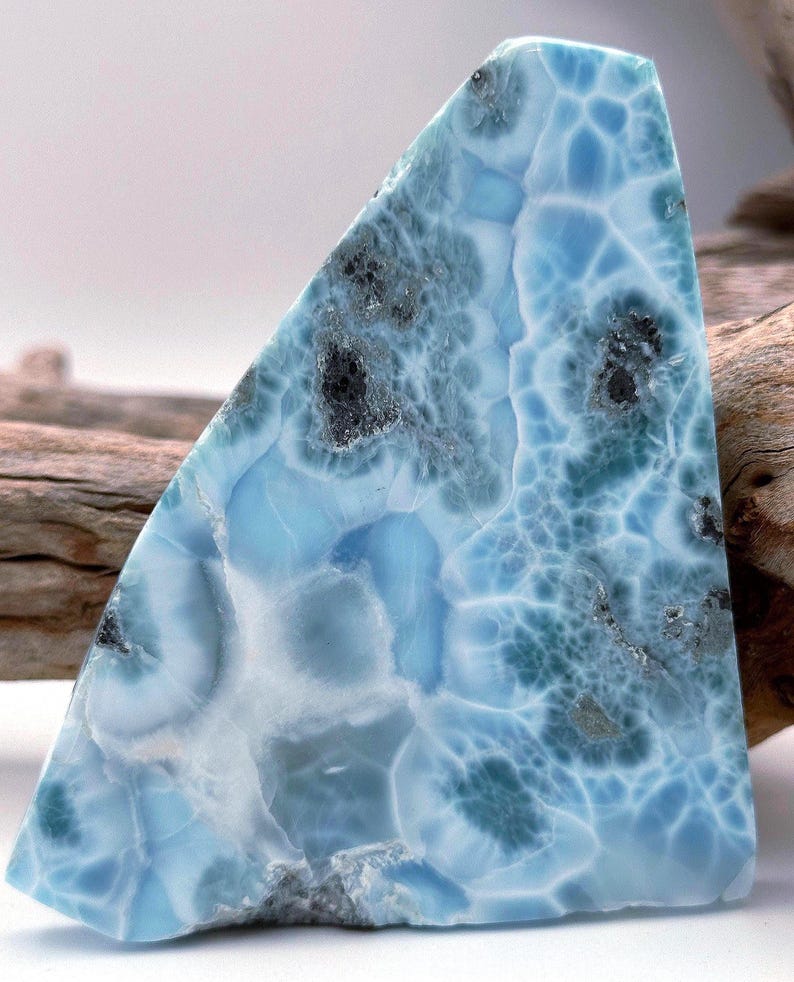 Translucent Larimar Slab: Hand Polished Atlantis Stone, Dominican ...