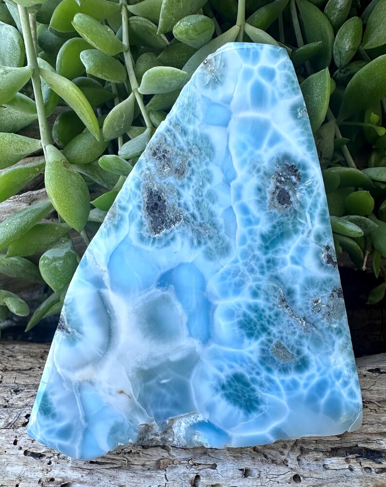Translucent Larimar Slab: Hand Polished Atlantis Stone, Dominican ...