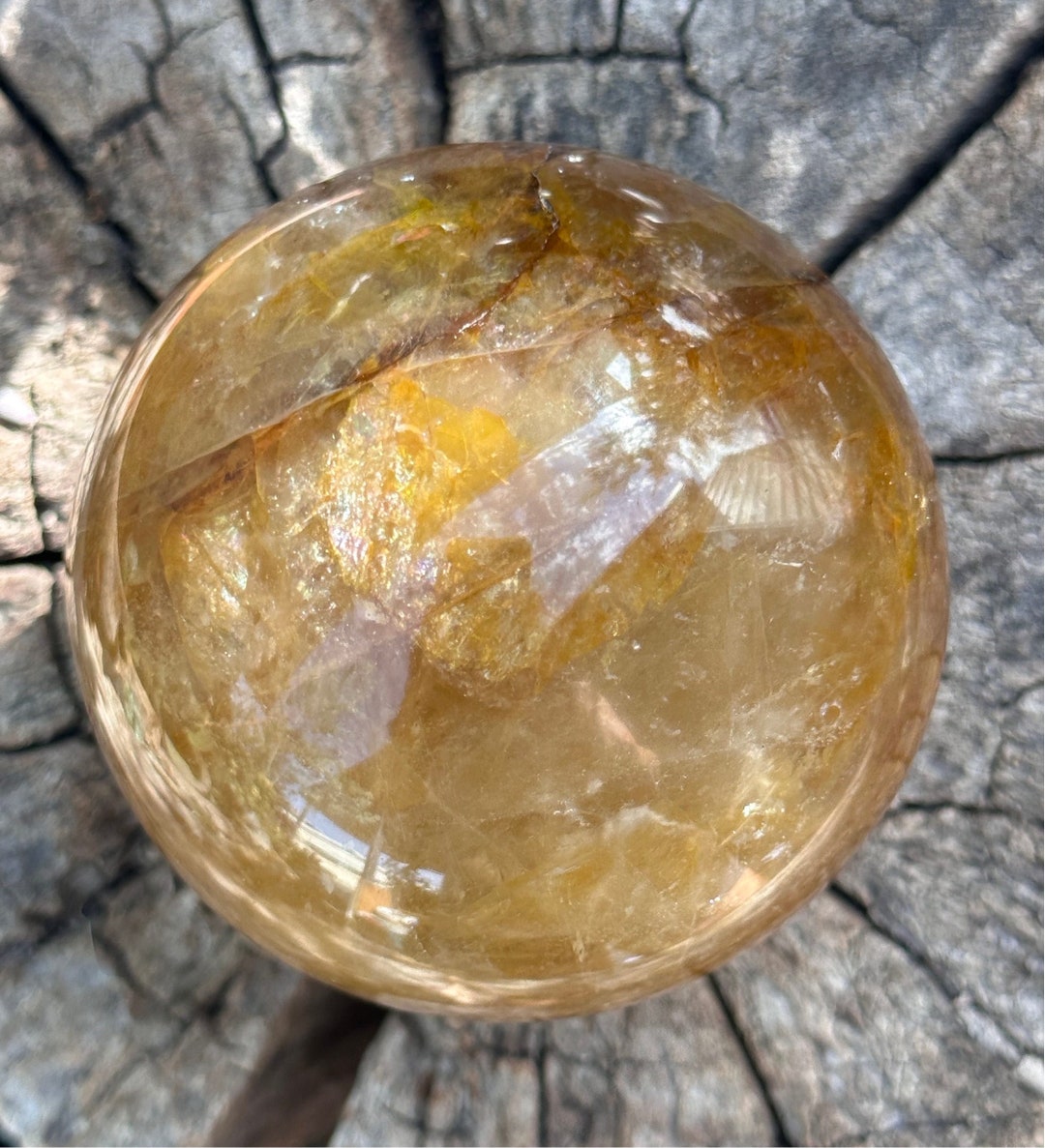 Stunning Golden Healer Quartz Sphere With Rainbows - Etsy