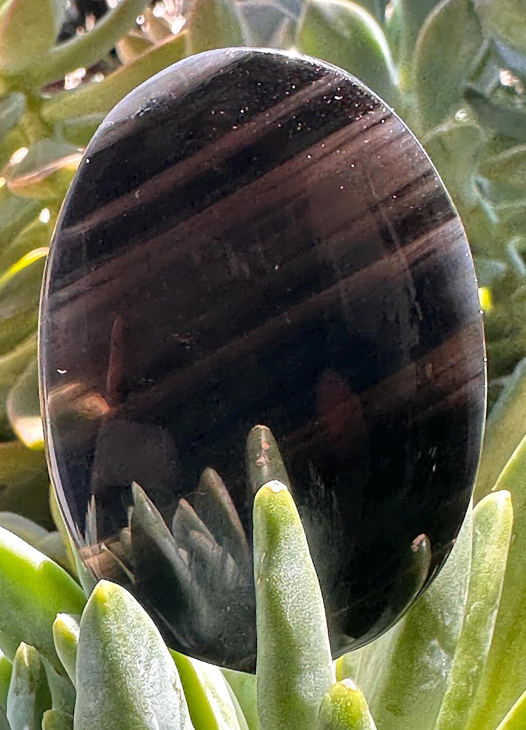 Midnight Lace Obsidian Palm Stone - Etsy