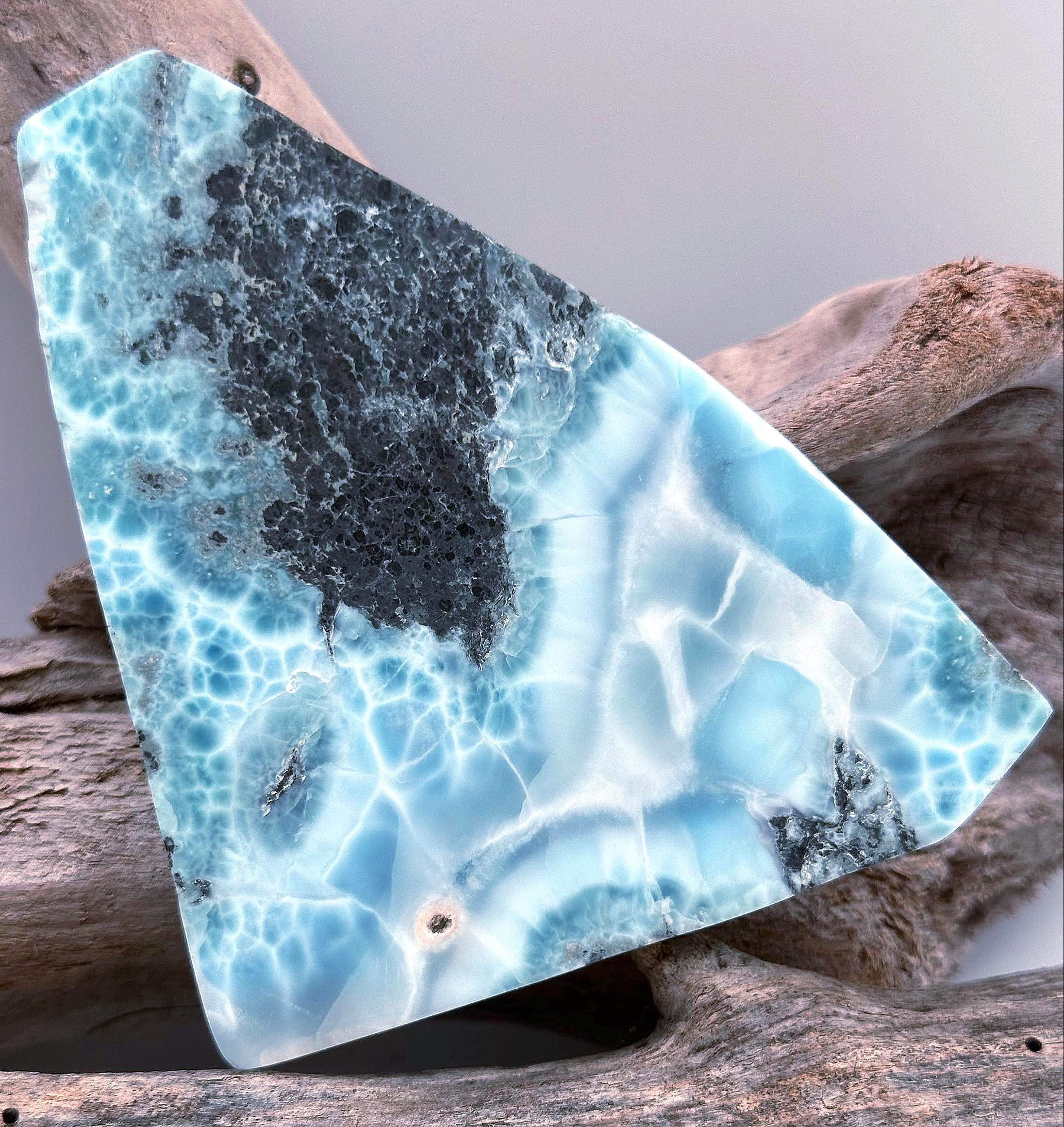 Translucent Larimar Slab: Hand Polished Atlantis Stone, Dominican ...
