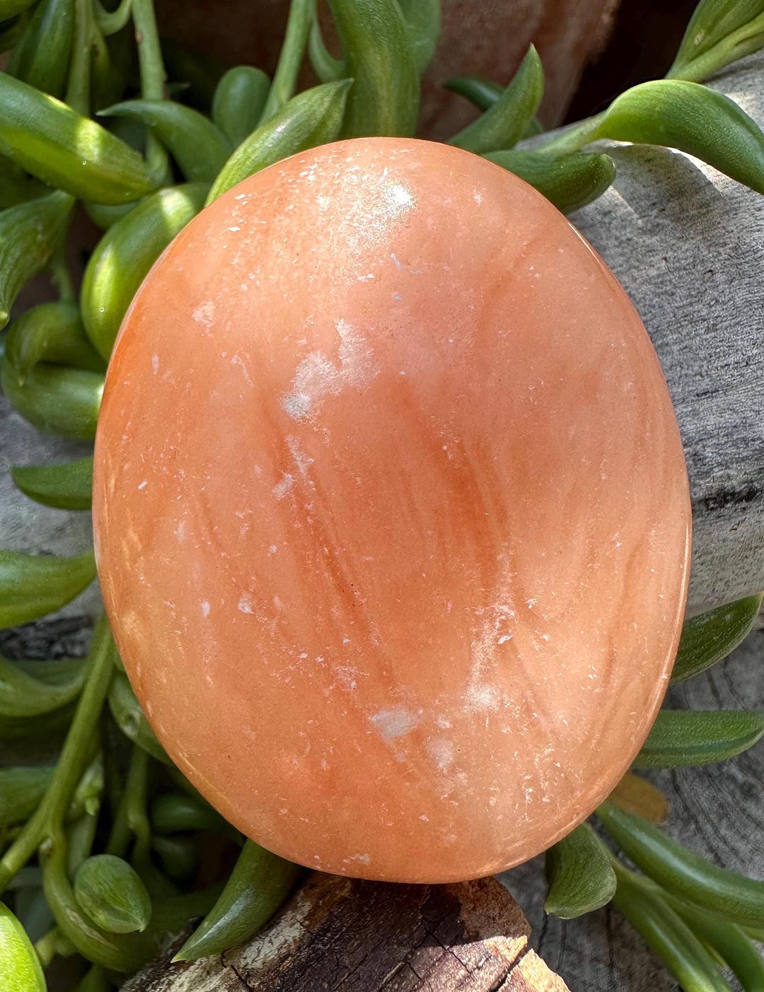 Smooth Orange Calcite Palm Stone - Etsy