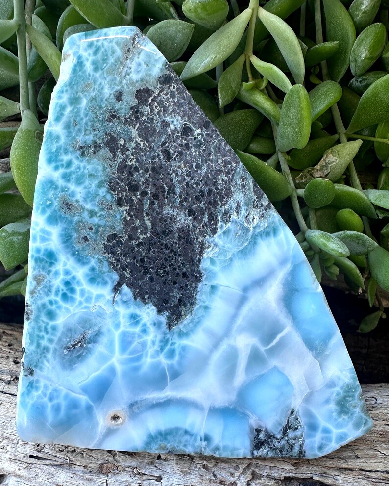 Translucent Larimar Slab: Hand Polished Atlantis Stone, Dominican ...