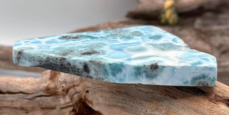 Translucent Larimar Slab: Hand Polished Atlantis Stone, Dominican ...