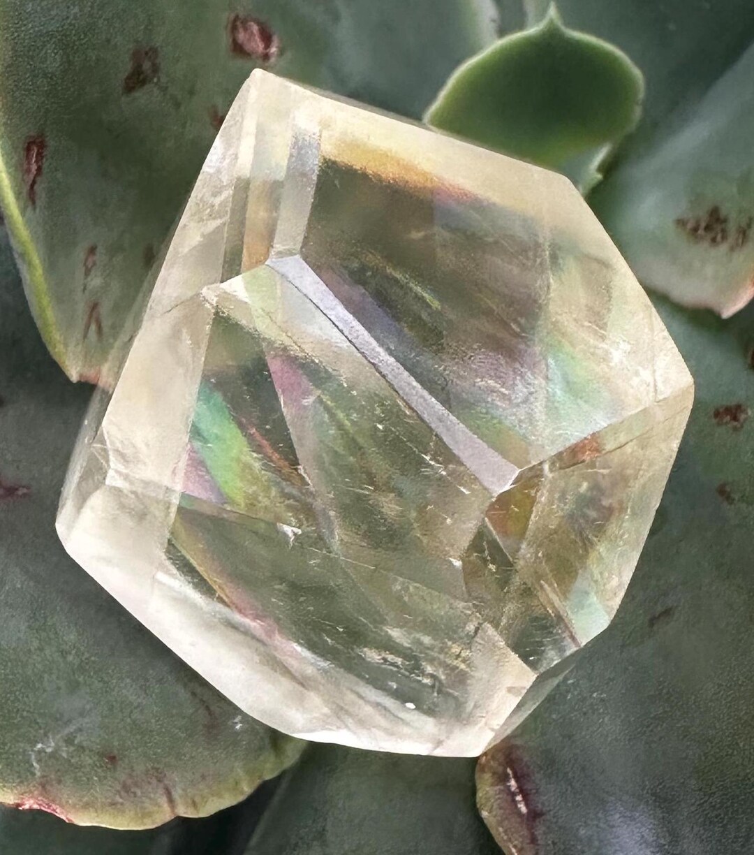Gorgeous Optical Calcite "iceland Spar" Stone With Rainbows Throughout ...