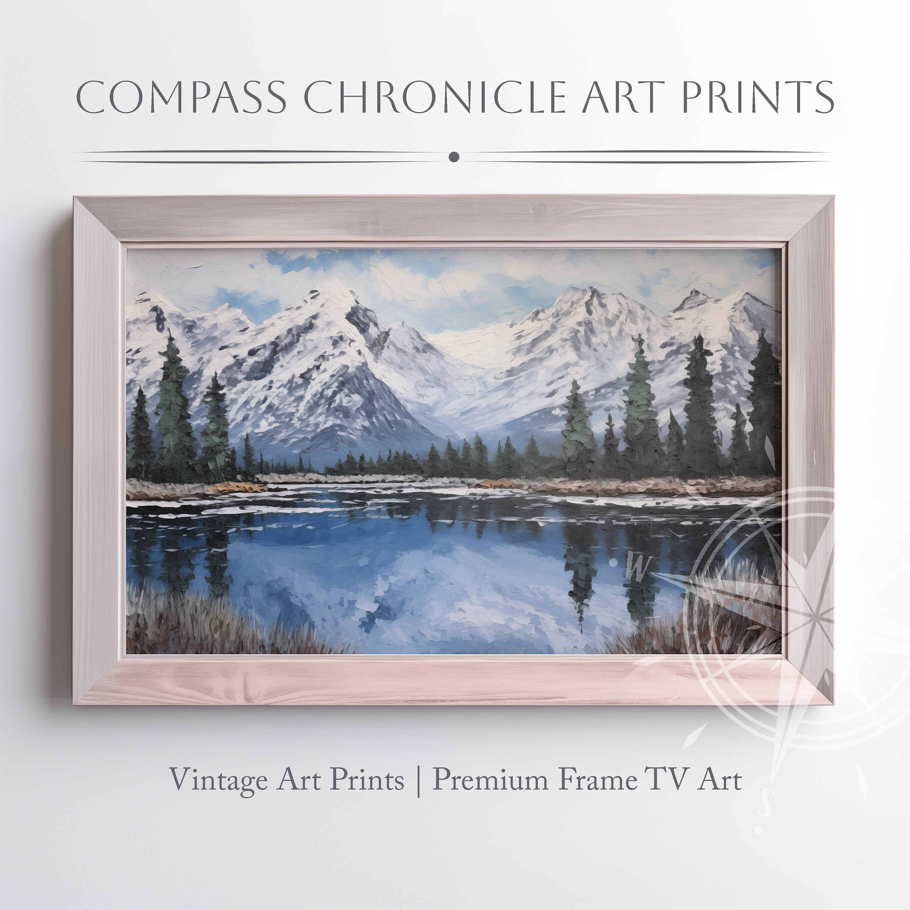 Vintage Mountain Lake Oil Painting: Naturecore Printable Art (digital ...