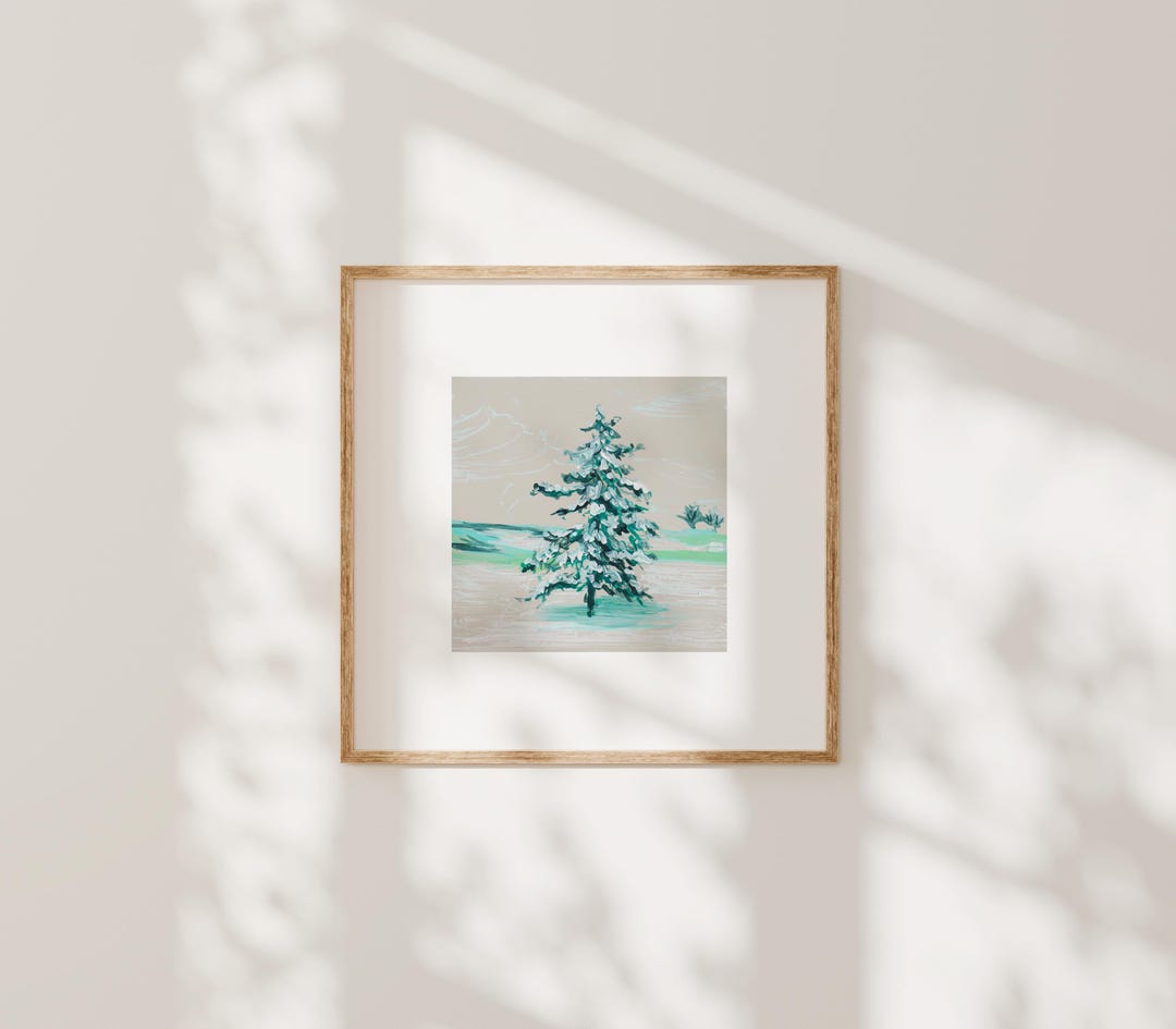 Conifer Tree, Winter Painted Mounted Art Print - Cotswold Life ...