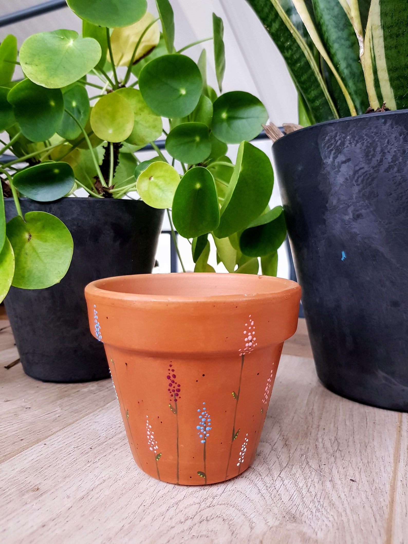 Hand painted indoor terracotta plant pot drainage hole | Etsy