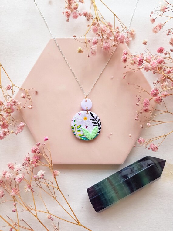 Pendants Jewelry & Beauty Flower Pendant Painted Daisy etna.com.pe