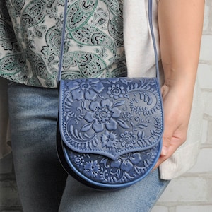 Blue Small Purse, Mini Bag Crossbody, Blue Leather Bag, Leather ...