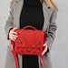 Red Leather Satchel Bag Genuine Leather Bag Embossed Leather - Etsy