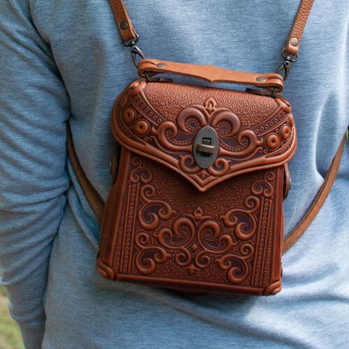 Foxy Leather Backpack Small Boho Packpack Leather Backpack - Etsy