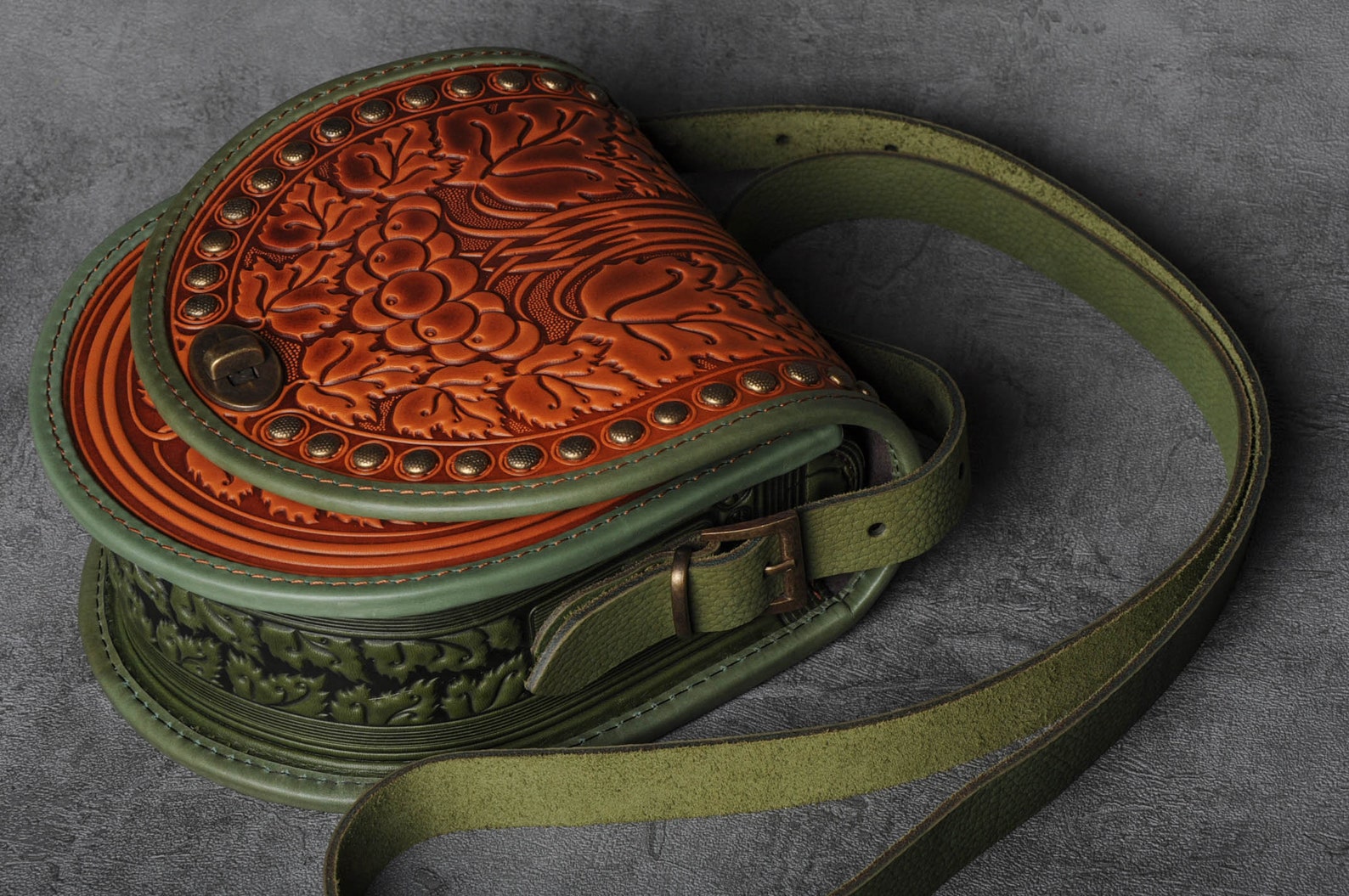 Foxy Bag With Metal Round Leather Bag Embossed Bag Foxy - Etsy