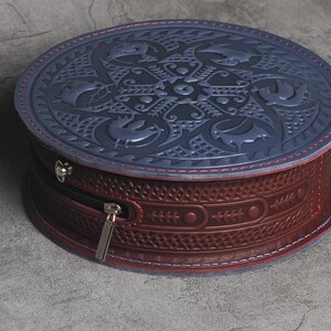 Blue Round Bag, Blue Leather Purse, Women Round Bags, Leather Evening ...