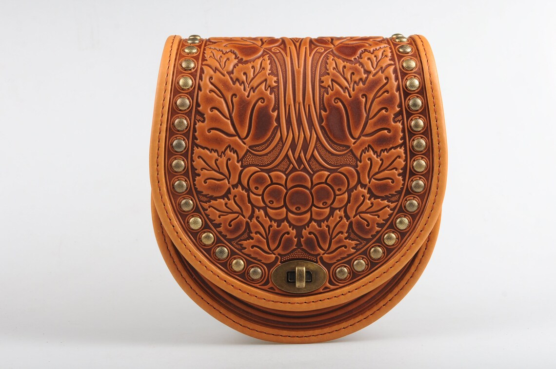 Foxy bag with metal round leather bag embossed bag foxy | Etsy