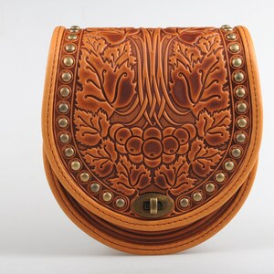 Foxy bag with metal round leather bag embossed bag foxy | Etsy