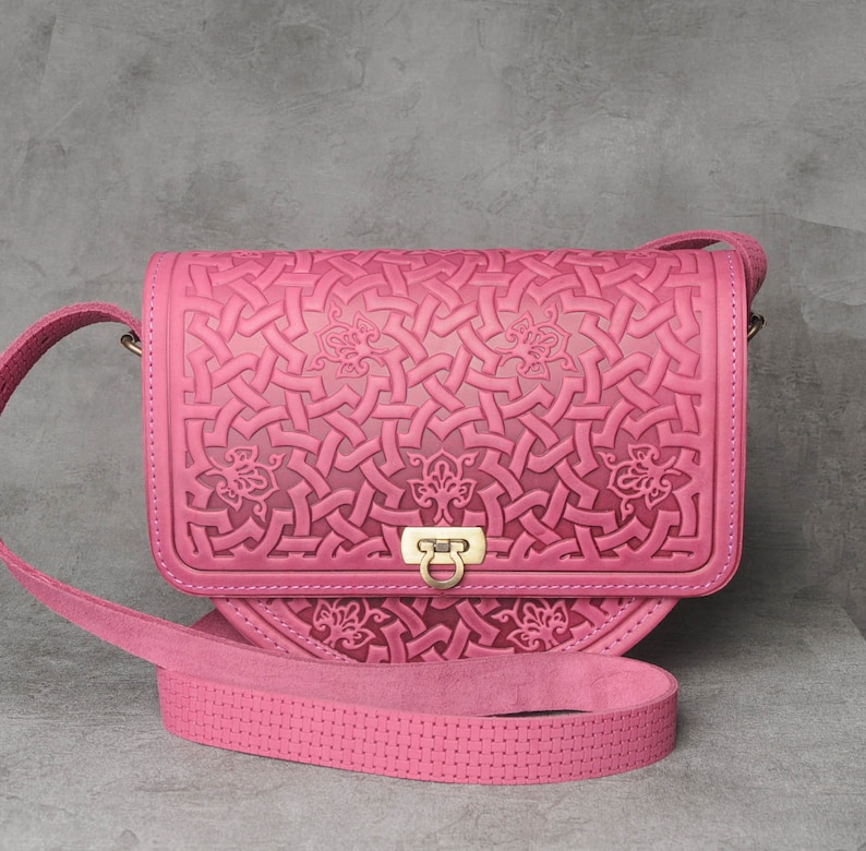 Pink Leather Purse Big Shoulder Bag Pink Genuine Leather - Etsy