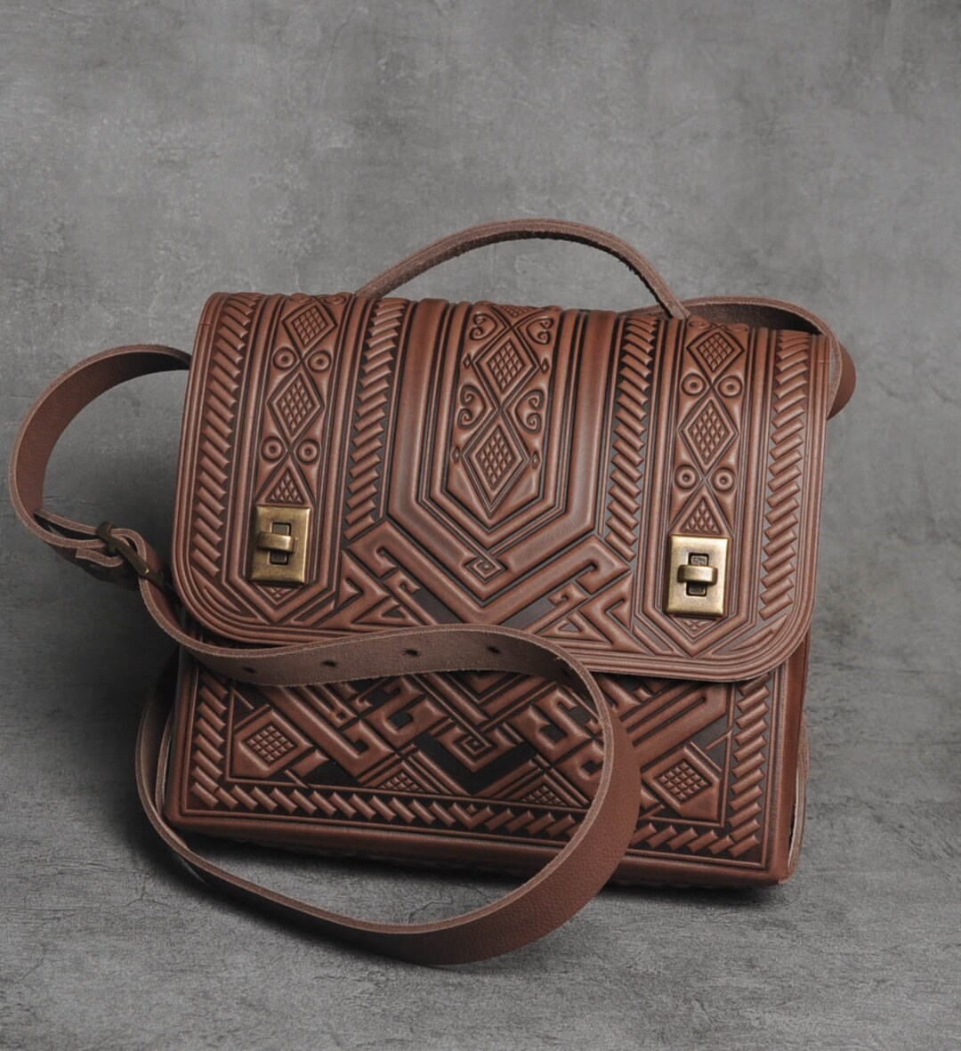 Brown Leather Satchel Bag, Brown Brief Case, Genuine Leather Bag ...