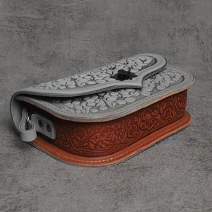 Small Gray Bag, Gray Shoulder Bag, Gray Leather Mini Purse, Embossed ...