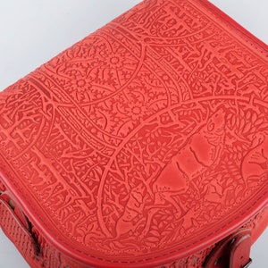 Red Messenger Bag, Big Leather Purse, Hot Tooled Purse, Red Crossbody ...