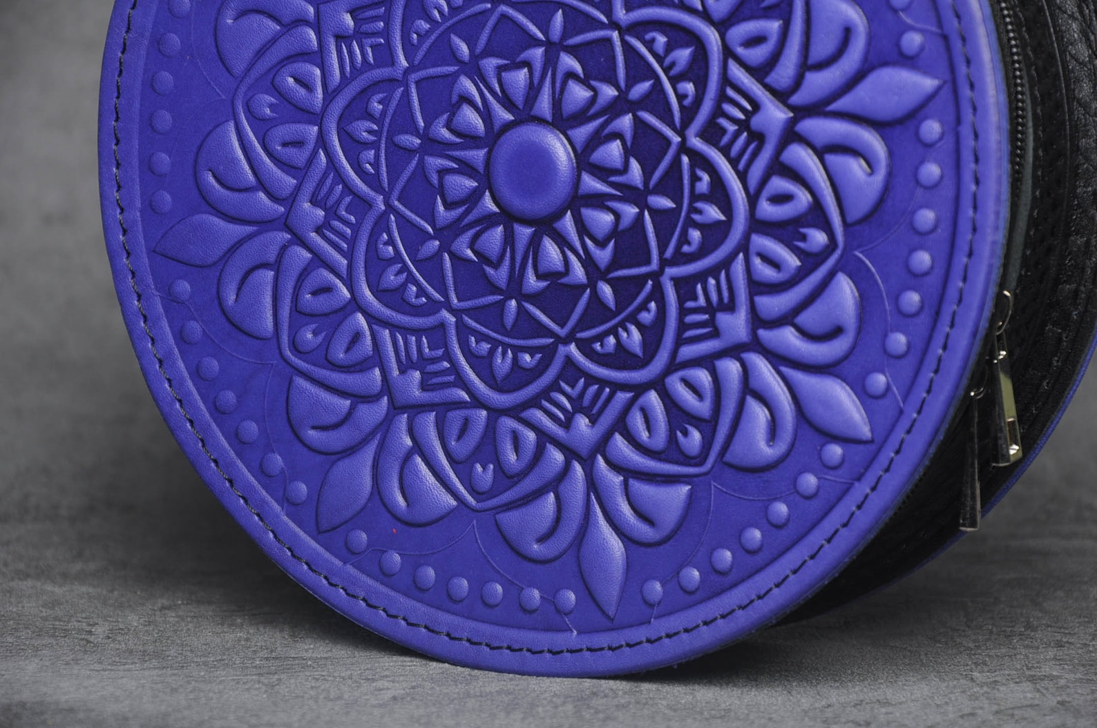 Purple round bag brown leather purse women round bags | Etsy