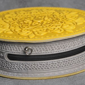 Yellow Round Bag, Yellow Leather Purse, Women Round Bags, Leather ...