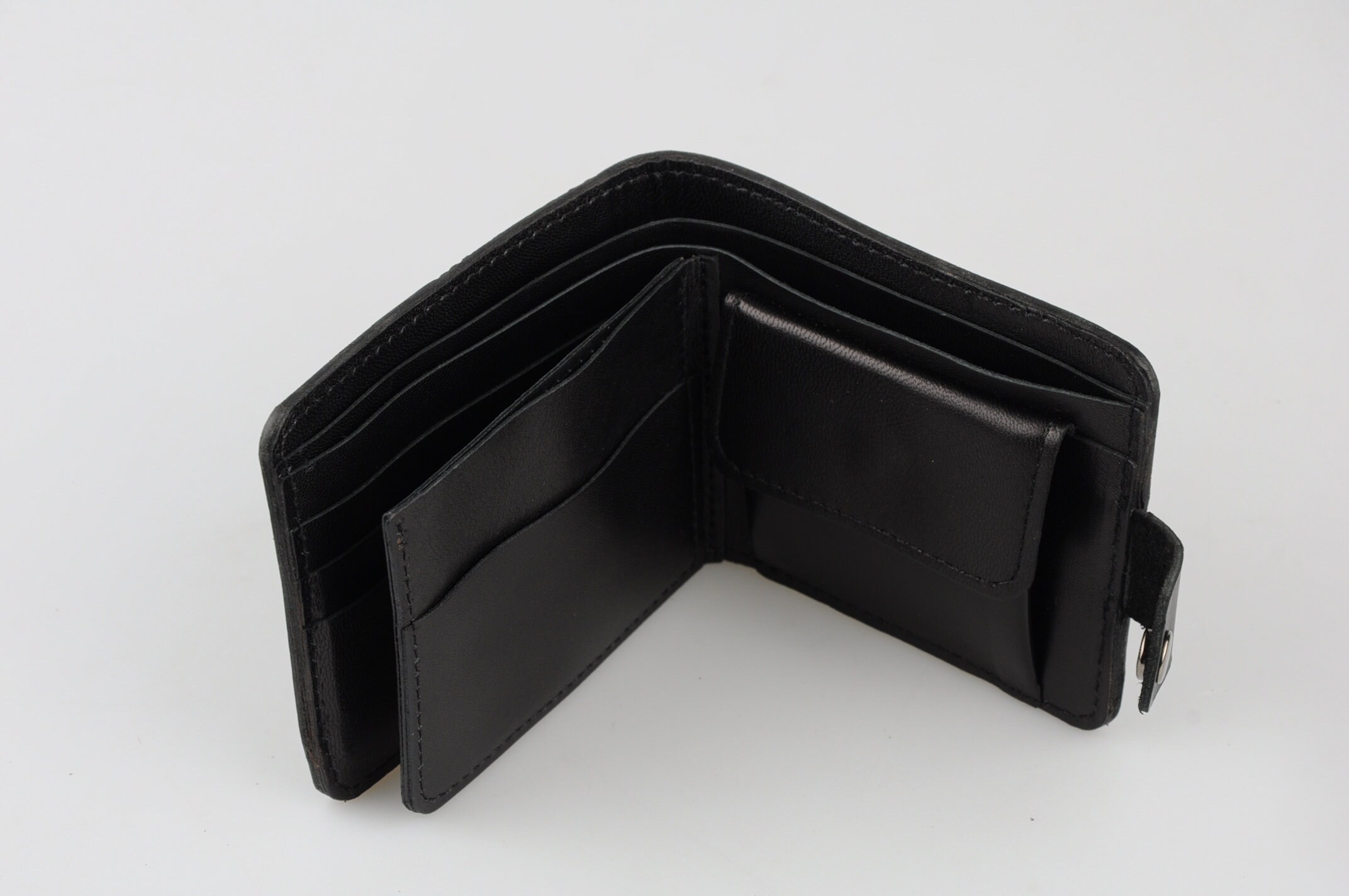 Black leather wallet mens black pocket wallet small | Etsy