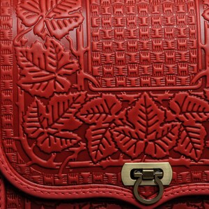 Red Crossbody Bag, Leather Purse, Red Leather Bag, Embossed Leather Bag ...