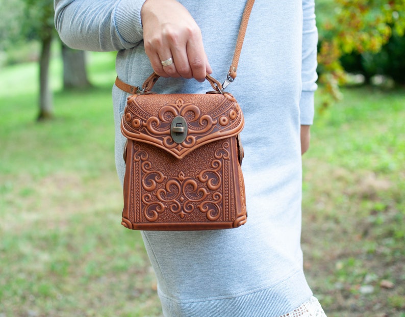 Foxy Leather Backpack Small Boho Packpack Leather Backpack | Etsy