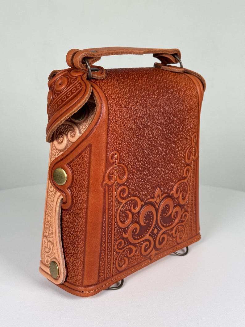 Embossed Leather Backpack: Small Boho Convertible Bag - Etsy