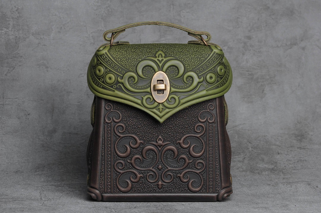 Leather Boho Rucksack, Leather Backpack Women, Olive/brown Leather ...