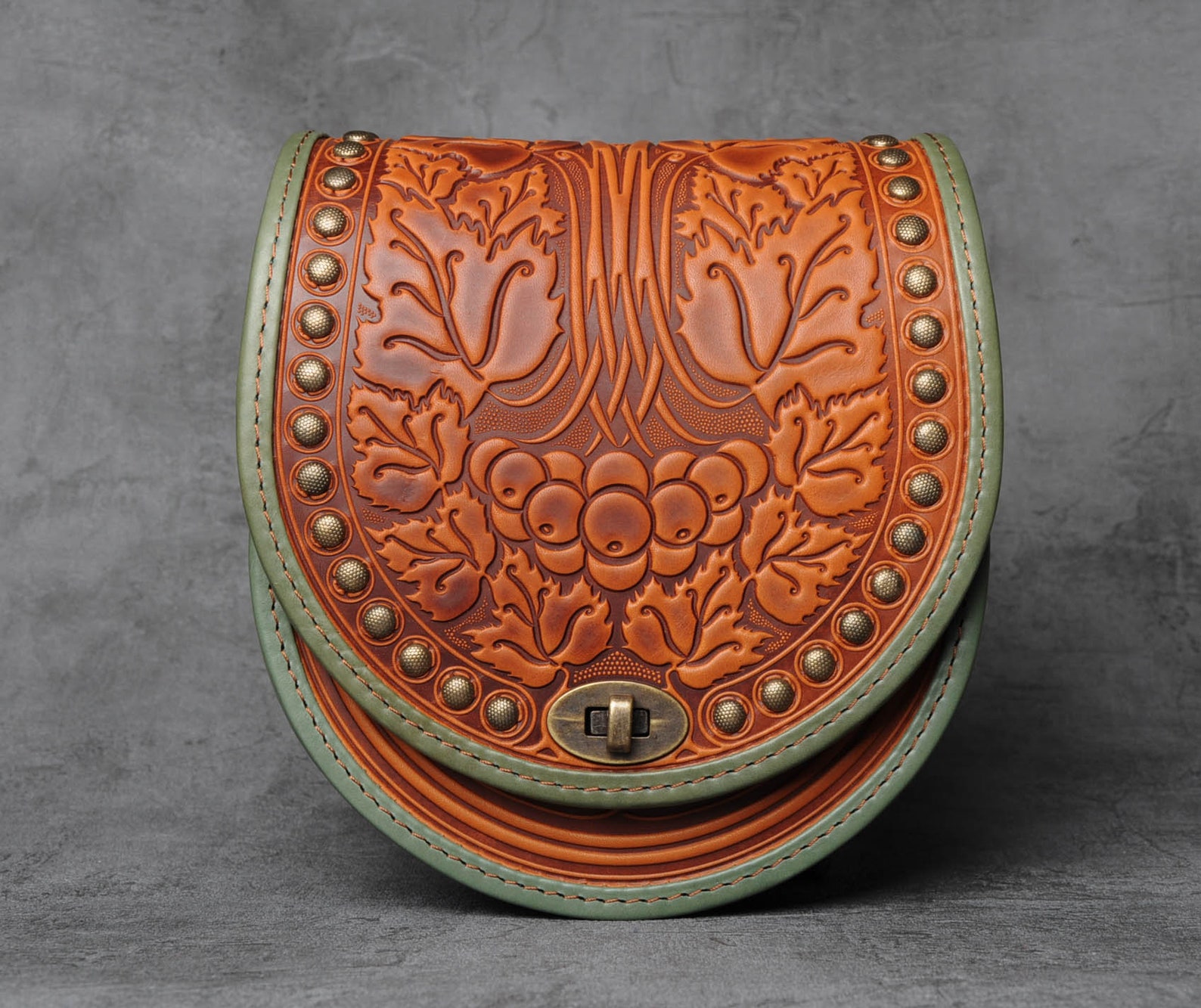 Foxy Bag With Metal Round Leather Bag Embossed Bag Foxy - Etsy