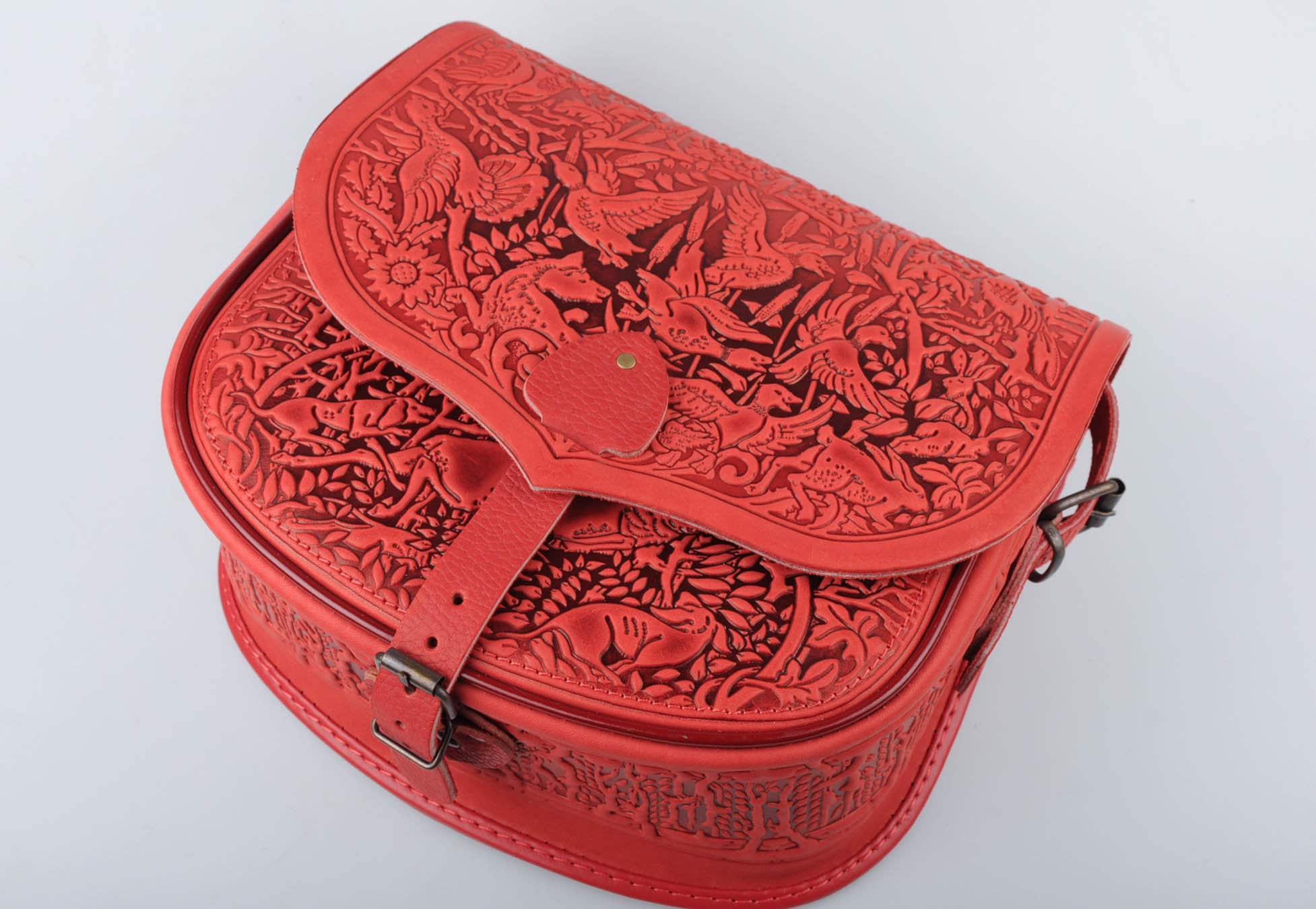 Red Messenger Bag Big Leather Purse Hot Tooled Purse Red | Etsy