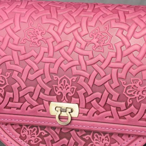 Pink Leather Purse, Big Shoulder Bag, Pink Genuine Leather Bag, Unique ...