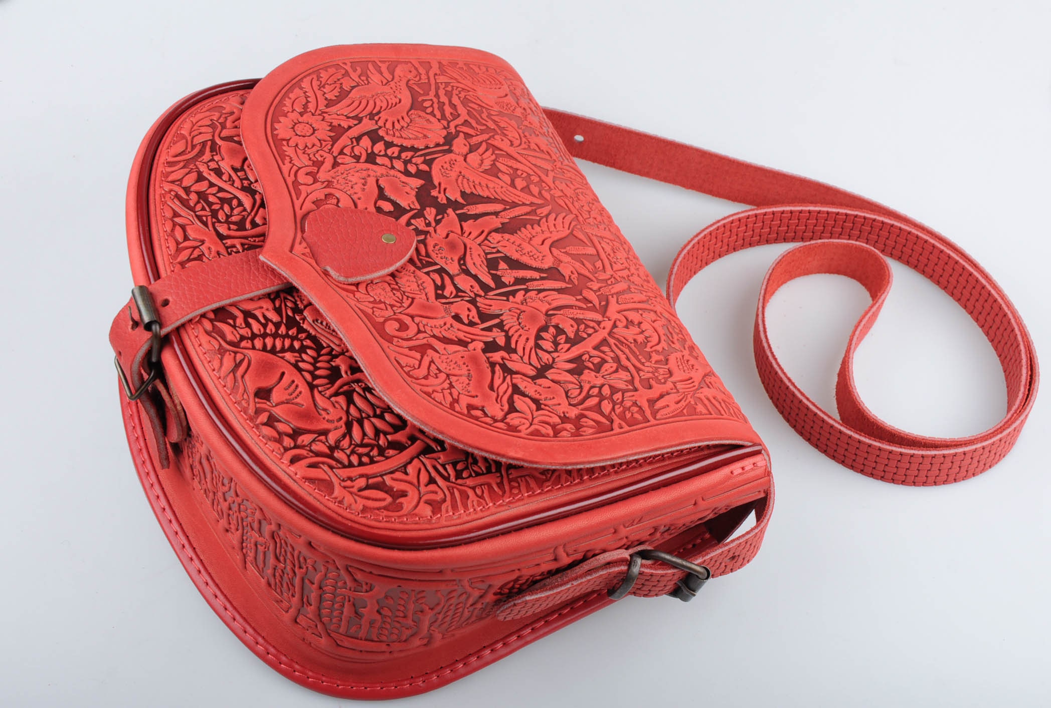 Red Messenger Bag Big Leather Purse Hot Tooled Purse Red - Etsy
