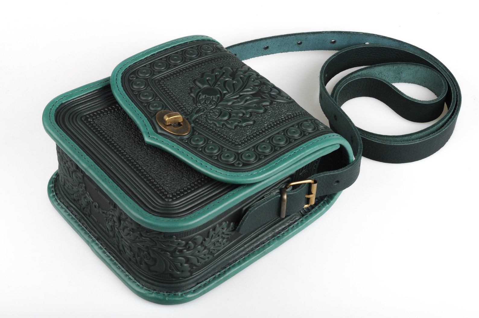 Genuine Leather Bag Green Leather Purse Embossed Leather - Etsy