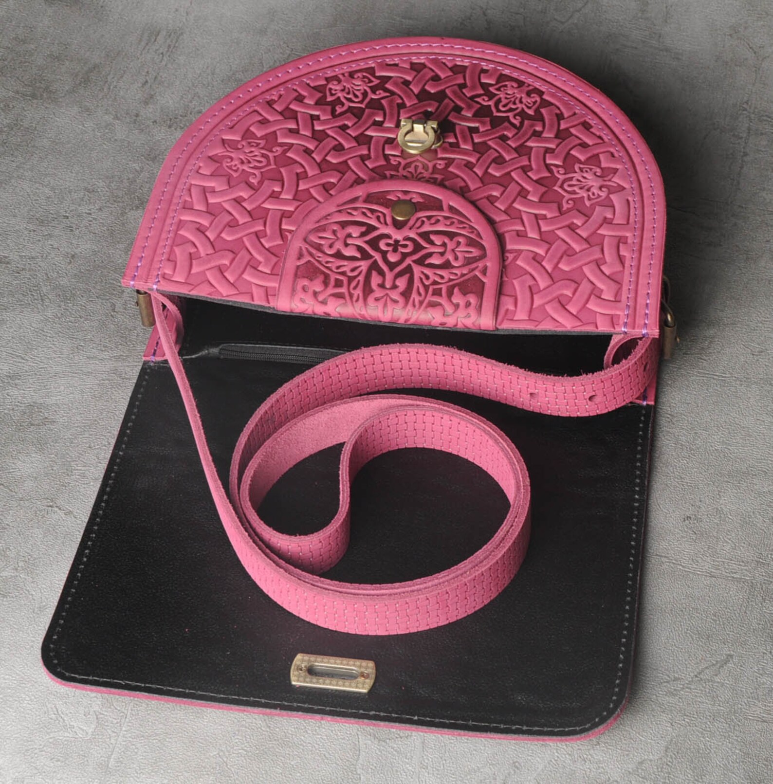 Pink Leather Purse Big Shoulder Bag Pink Genuine Leather - Etsy