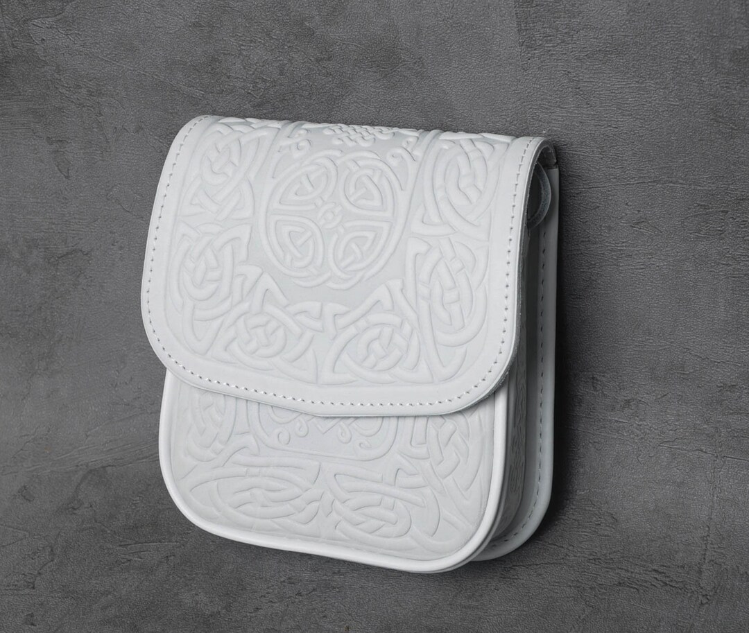 White Mini Purse, White Shoulder Bag, Embossed Leather Purse, Leather ...