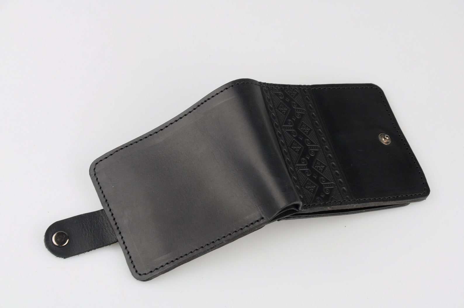 Black Leather Wallet Mens Black Pocket Wallet Small - Etsy