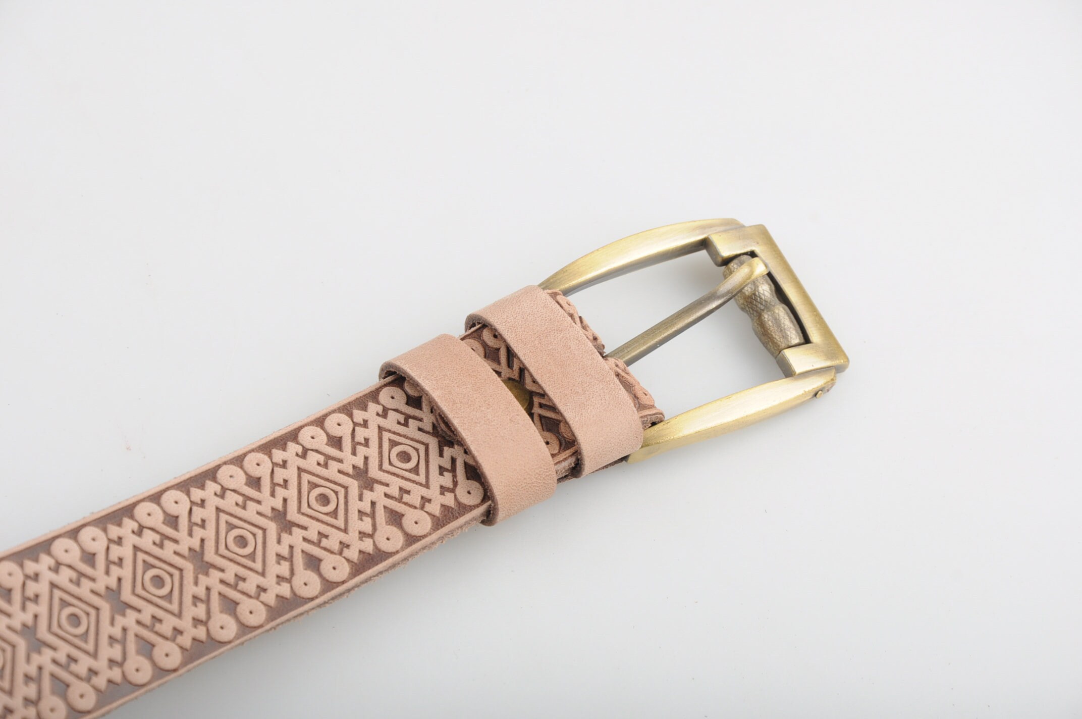 Beige Leather Belt Genuine Leather Belt Embossed Leather - Etsy