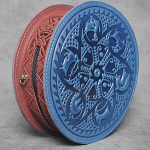 Blue round bag blue leather purse women round bags leather | Etsy