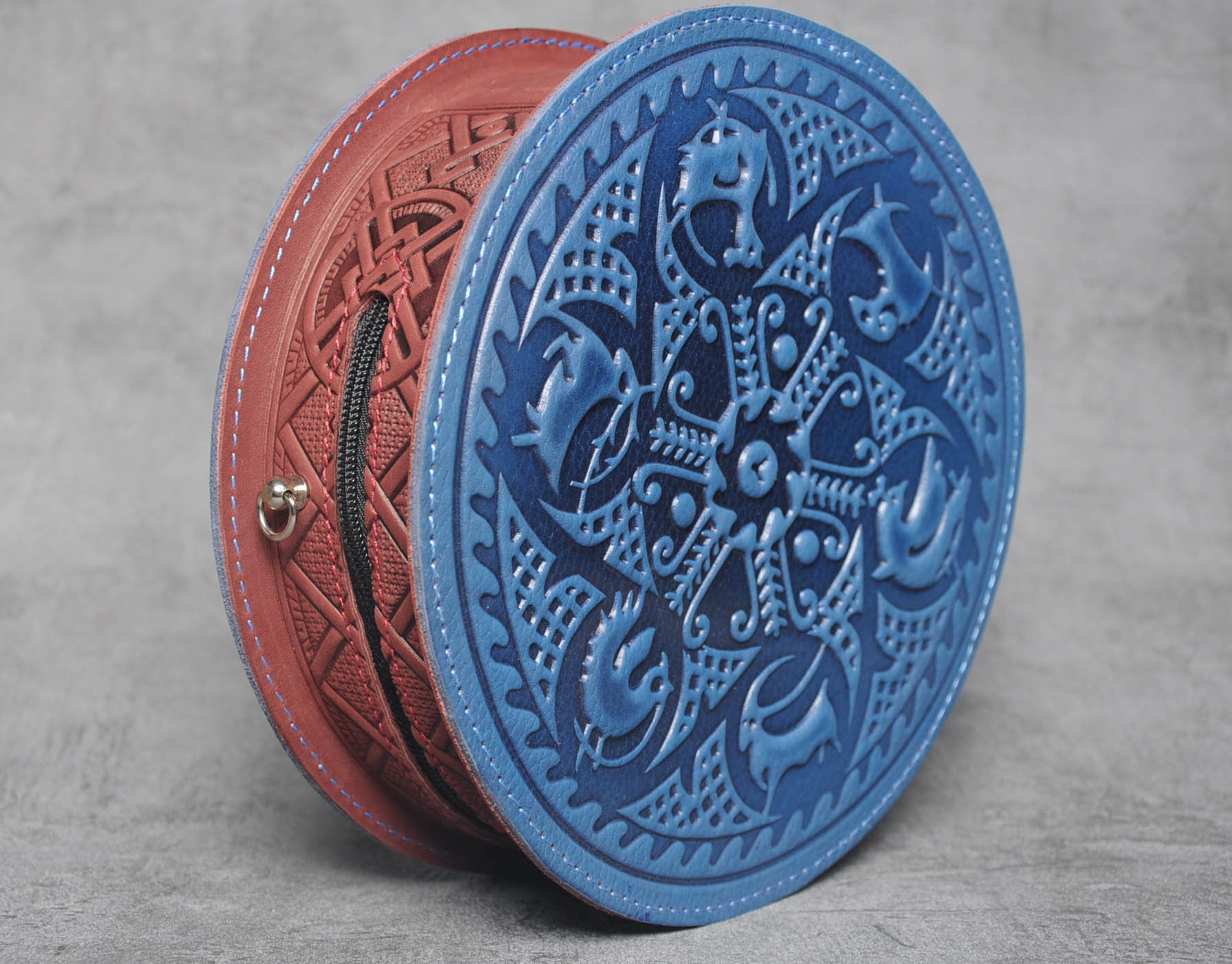 Blue round bag blue leather purse women round bags leather | Etsy