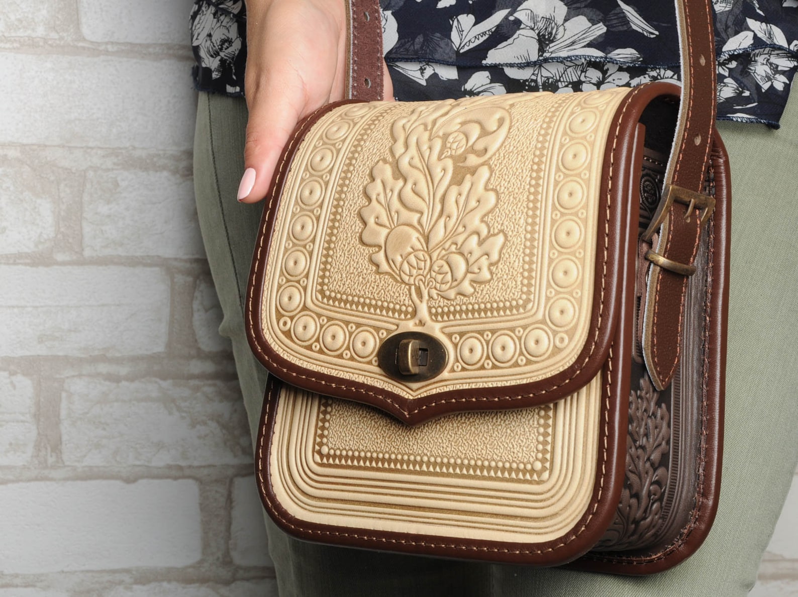 Beige Leather Bag Beige Crossbody Bag Embossed Leather Bag | Etsy