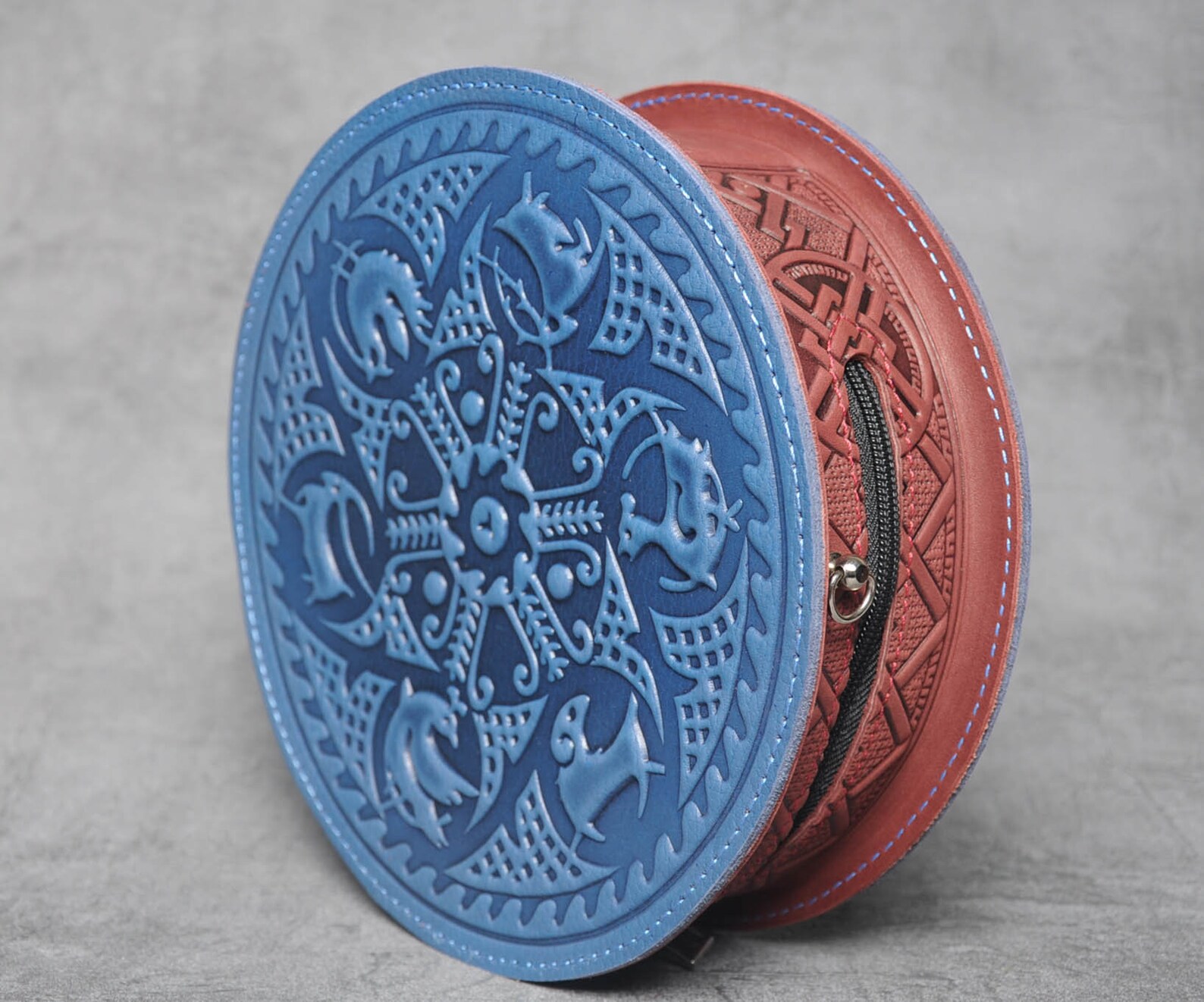 Blue round bag blue leather purse women round bags leather | Etsy