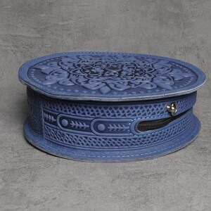 Blue Round Bag, Women Round Bags, Blue Leather Purse, Leather Evening ...